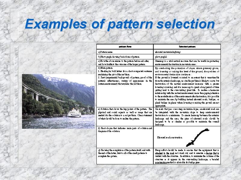 Examples of pattern selection